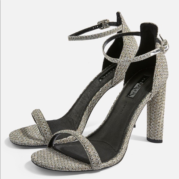 Topshop | Shoes | Topshop Robyn Ankle Strap Metallic Heel 85 | Poshmark